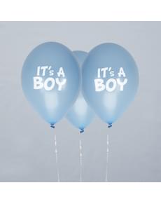8 globos azules Its a boy 30 cm - Blue Clothesline Baby Shower | Funidelia