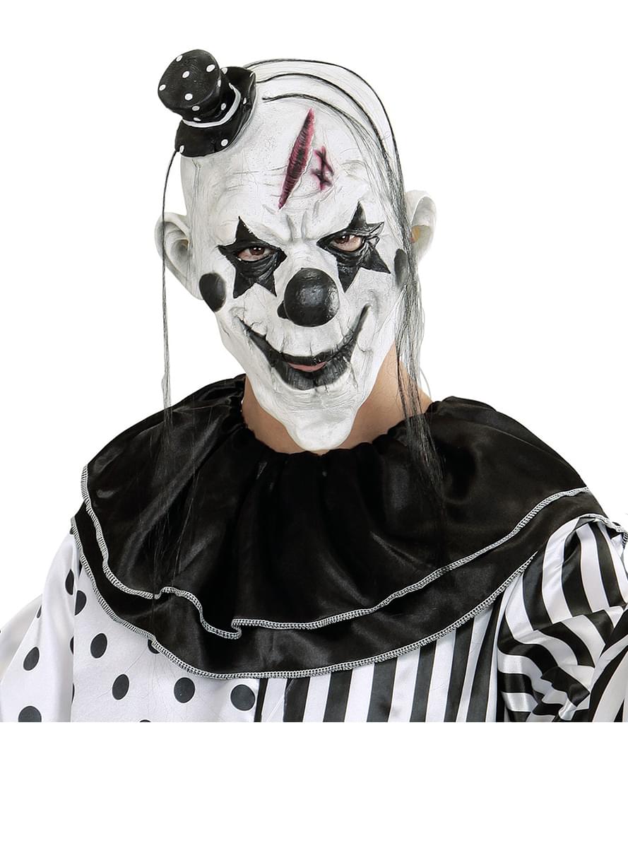 Malicious Clown Mask with Hair and Mini Hat | Funidelia