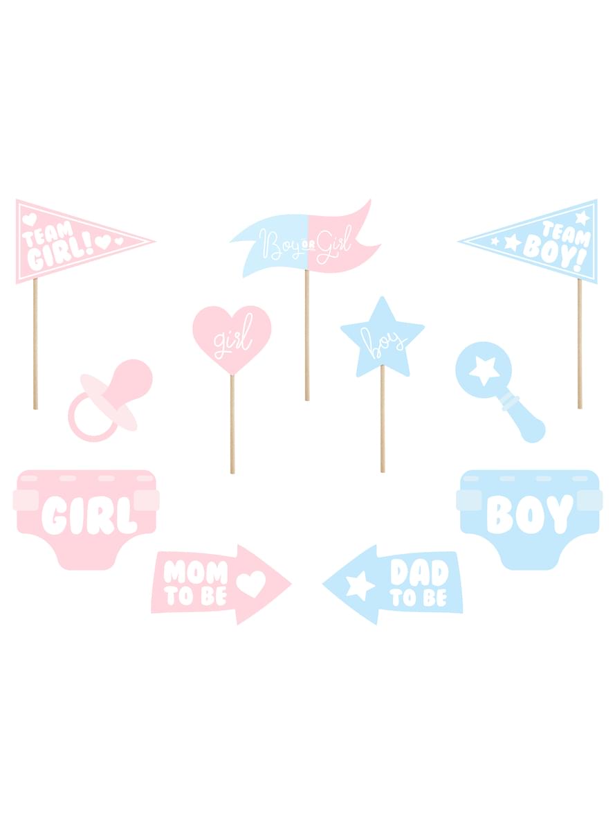 11 pièces variés bleu et rose de baby shower pour photobooth - Gender ...