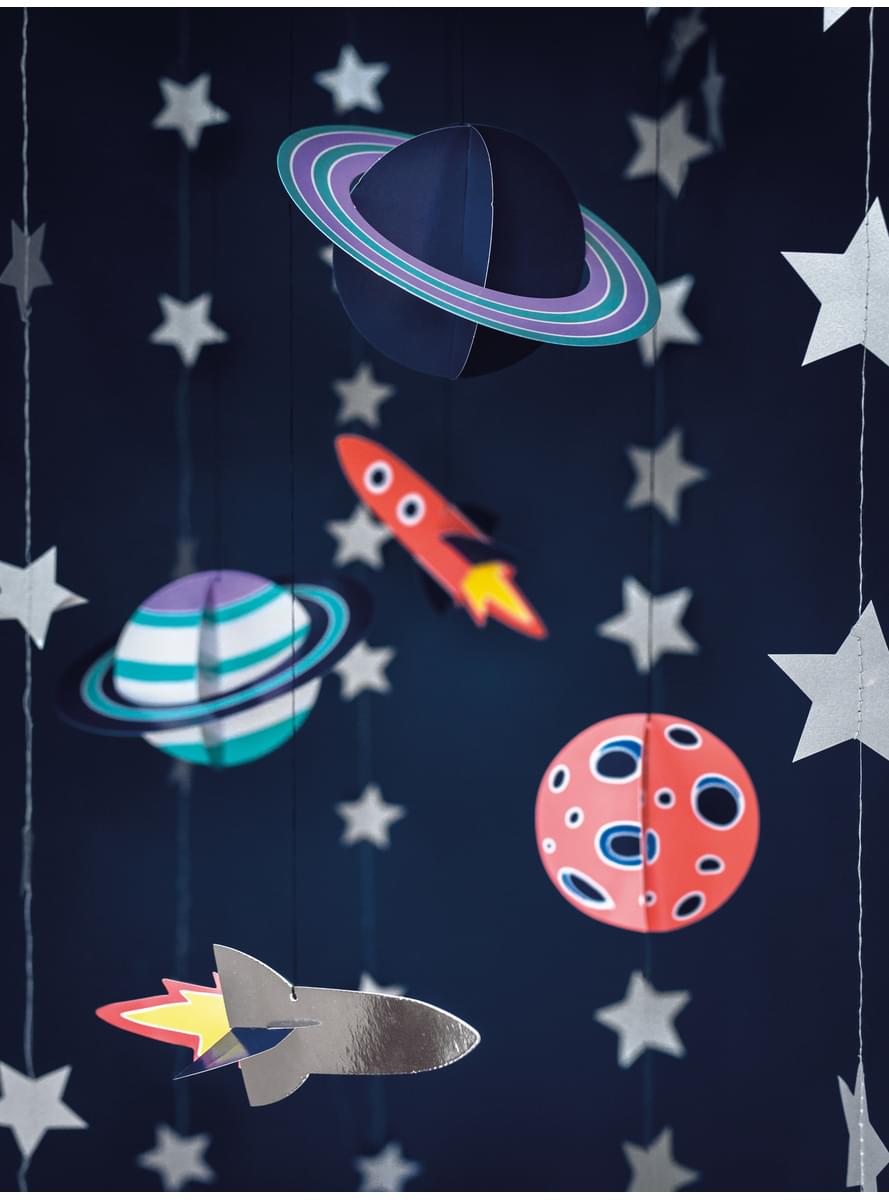 5 guirnaldas colgantes con figuras del espacio - Space Party | Funidelia