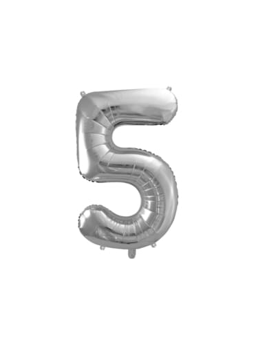 Balão foil número "5" em prateado 86 cm para festas e aniversários ...