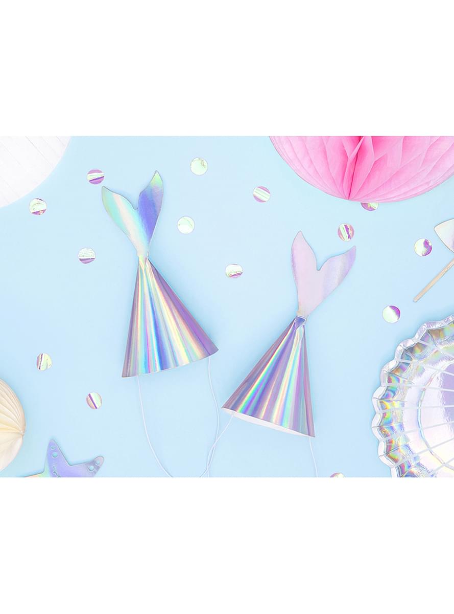 Mermaid Tail Iridescent Party Hats - Iridescent Mermaid - 6 count for ...