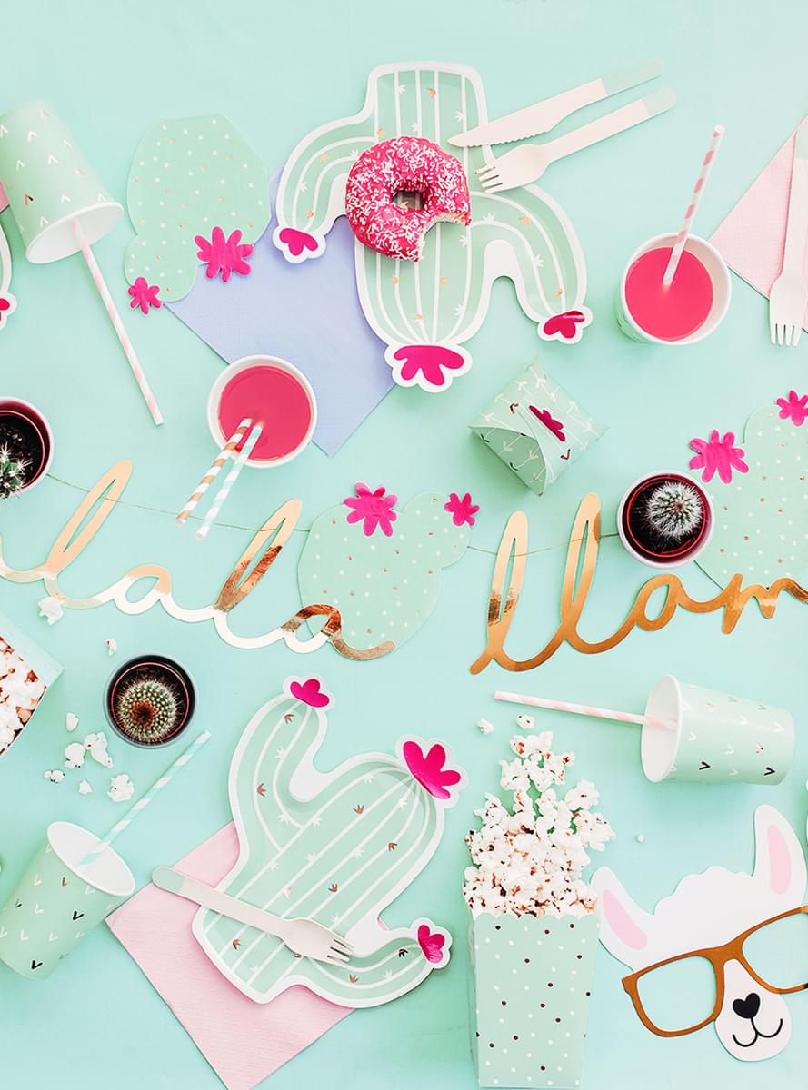 6 boîtes à Popcorn cactus - lama Party | Funidelia