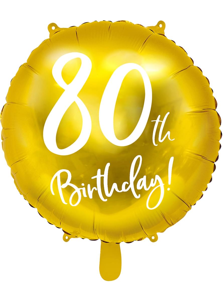 Golden 80th Birthday balloon (45 cm). Express delivery | Funidelia