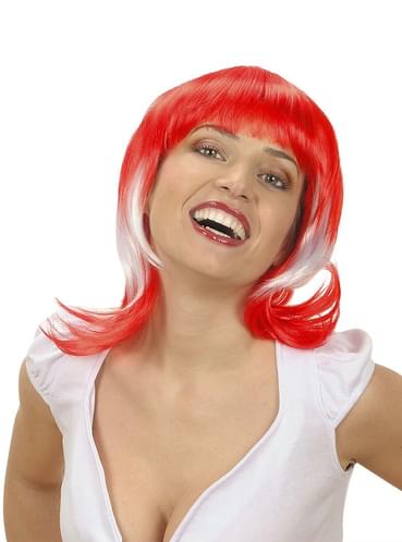 Womans Bicolour Red and White Wig | Funidelia