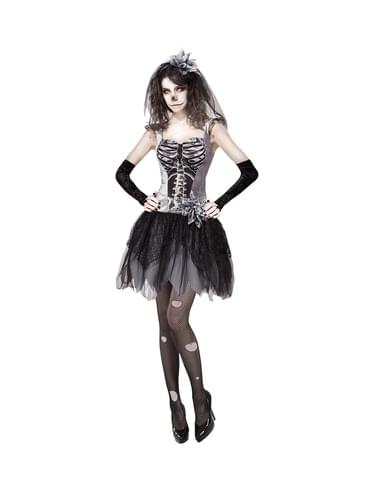 Dark Sexy Halloween Skeleton Bride Costume for Women | Funidelia