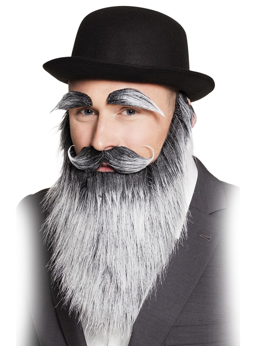 Barbe, moustache et sourcils grisonnants vieillard adulte | Funidelia